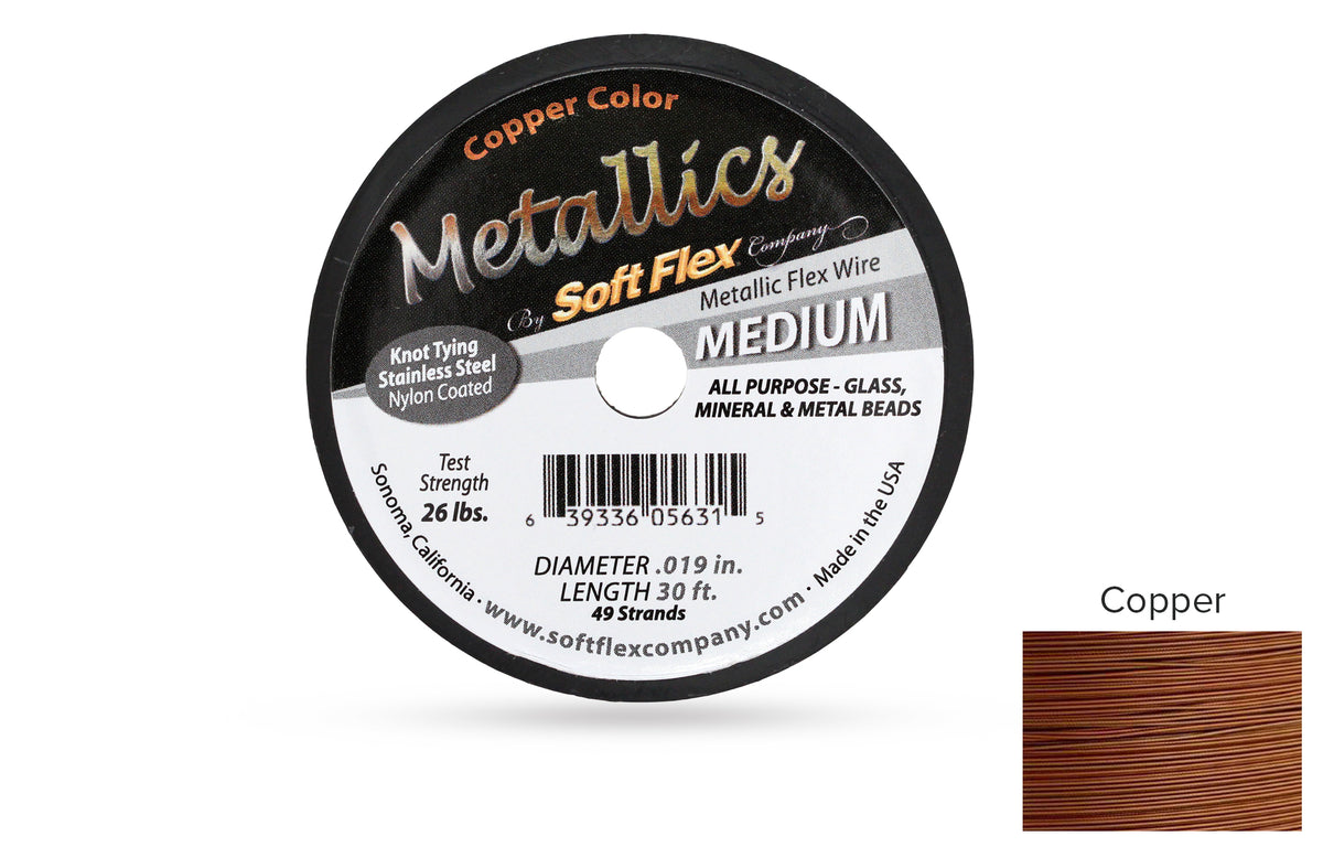Soft Flex Beading Wire 49 Strand .019 Inch 30 Feet Copper Color - 1spo ...