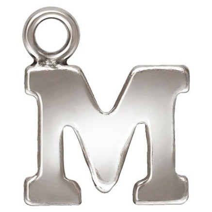 Sterling Silver Block Letter 'M' Charm (0.5mm Thick) - 1pc – Plazko